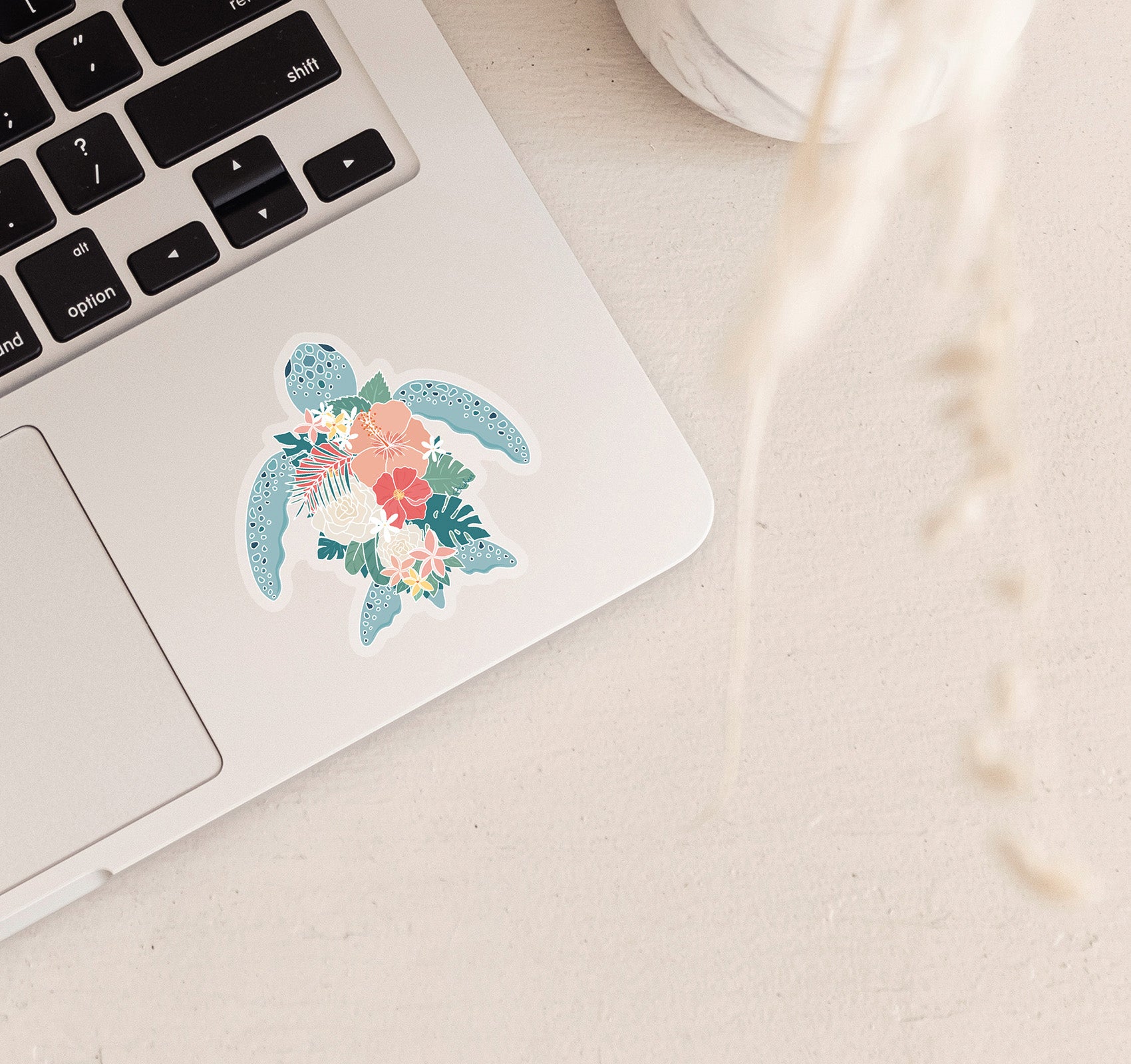 Sea Turtle with Flowers Clear Vinyl Sticker – Wild Peonies Studio